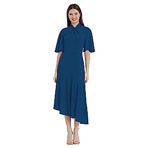 Maggy London Women's Sophisticated Twist Neck Detail Dress Workwear Office Career Occasion Event Guest of, Dark Denim