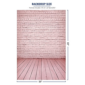 Allenjoy Pink Brick Wall with Wood Floor Photography Backdrop 5x7ft Newborn Baby Girl Valentine's Photoshoot Kids Day 1st Birthday Cake Smash Background Portrait Photo Studio Booth Props