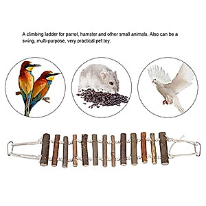 Rope Ladder Bird Toy, Wood Stairs Climbing Activity Attachment Natural Wooden Step Swing Hanging Chewing Toys Pet Bridge Cage Birdcage Lovebirds Rodents Parakeets Parrots Cockatiel Gecko Hermit Crab