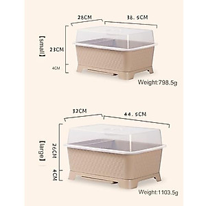 Taqargzy with lidDish Drainer Rack Plate, Silverware, Pots and Pans Drying Rack Chopstick Holder Cup Holder,Multifunctional Dish Rack for Kitchen Counter,Dish Rack with Drainboard,(Elegant Gray)