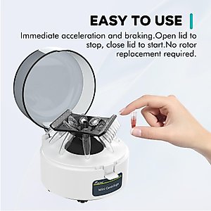 LAB FISH Mini Centrifuge Machine 4000 RPM,980 xg RCF,Lab Benchtop Microcentrifuge W/ 2-in1 Rotor for 0.2/1.5/2ml Capacity Scientific Test Tubes