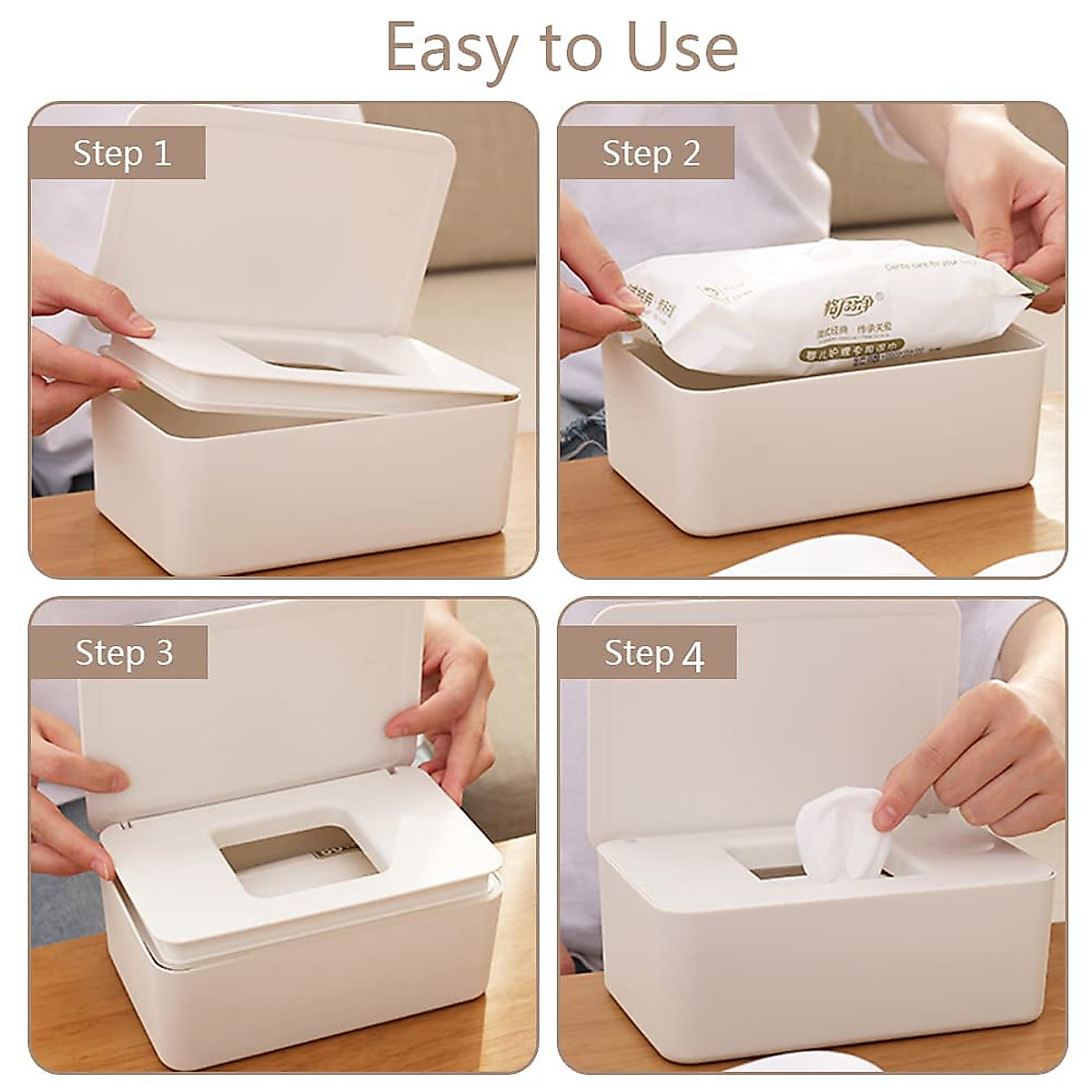 Diaper Wipes Dispenser Baby Wipes Case，Abnaok Baby Wipe Holder Keeps Wipes Fresh，Non-Slip, Easy Open & Close Wipe Container