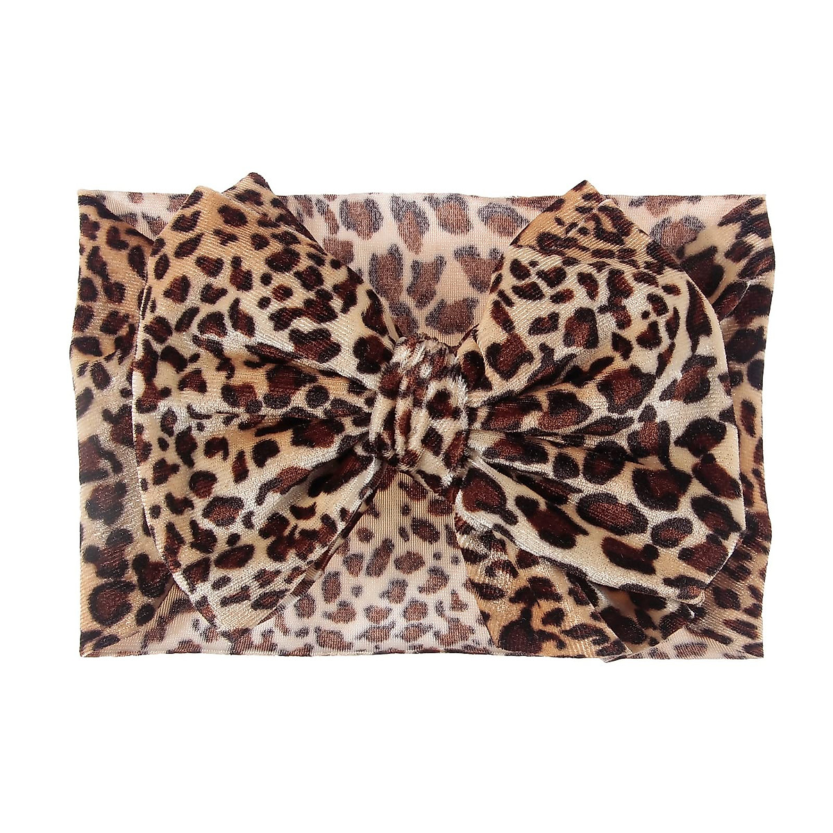 Nishine 5PCS Baby Girls Soft Wide Leopard Hair Turban Head Wraps Kids Stretchy Knotted Bows Headband for Children Hair Accessories Infant Headwraps