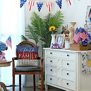 GEEORY 4th of July Decorations Pillow Covers 18 x 18 Set of 4 Star and Stripe Freedom Boot Floral Flag Throw Pillow Covers Patriotic Pillows Independence Memorial Day Decor Cushion Case G325-18