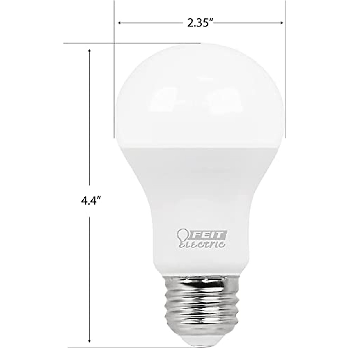 Feit Electric LED Light Bulbs, A19 60W Equivalent, Non Dimmable, 800 Lumens, A19 LED Light Bulbs, E26 Base, 2700k Soft White, A19 LED Bulbs, 10 Year Lifetime, 4 Pack, A800/827/10KLED/4
