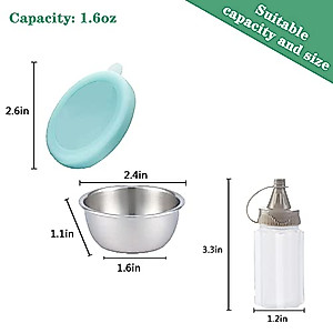 AEFPOYMXU Stainless Salad Dressing Container 6x1.6oz with Silicone Lids Reusable Leakproof Condiment Sauce Cups Small Food Containers Sauce Containers for Lunch Box