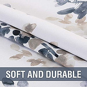 H.VERSAILTEX Blackout Curtains for Living Room Darkening Thermal Insulated Panels 84 Inch Long Light Blocking Grommet Curtains/Drapes, Bluestone and Taupe Vintage Classical Floral Printing, 2 Panels