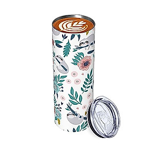 Siiuuol Cute Sloth Tumbler 20 Oz Sloths Coffee Cup with Lid and Straw Stainless Steel Mug Insulated Tumbler Travel Mug Home Office Gifts
