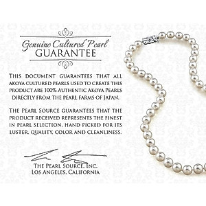 The Pearl Source 14K Gold 7-7.5mm AAA Quality Round White Japanese Akoya Saltwater Cultured Pearl Bracelet for Women