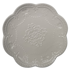 White Embossed Porcelain Round Dessert Plate Tea Saucer 6 inch with Butterfy and Heart Design - in Love Tree Gift Box