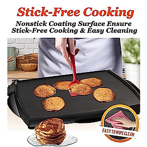 Extra-Large Nonstick Electric Griddle - 16-Slices of French Toast at One Time, Cooking Pancakes, Eggs, Bacon, Easy Cleaning