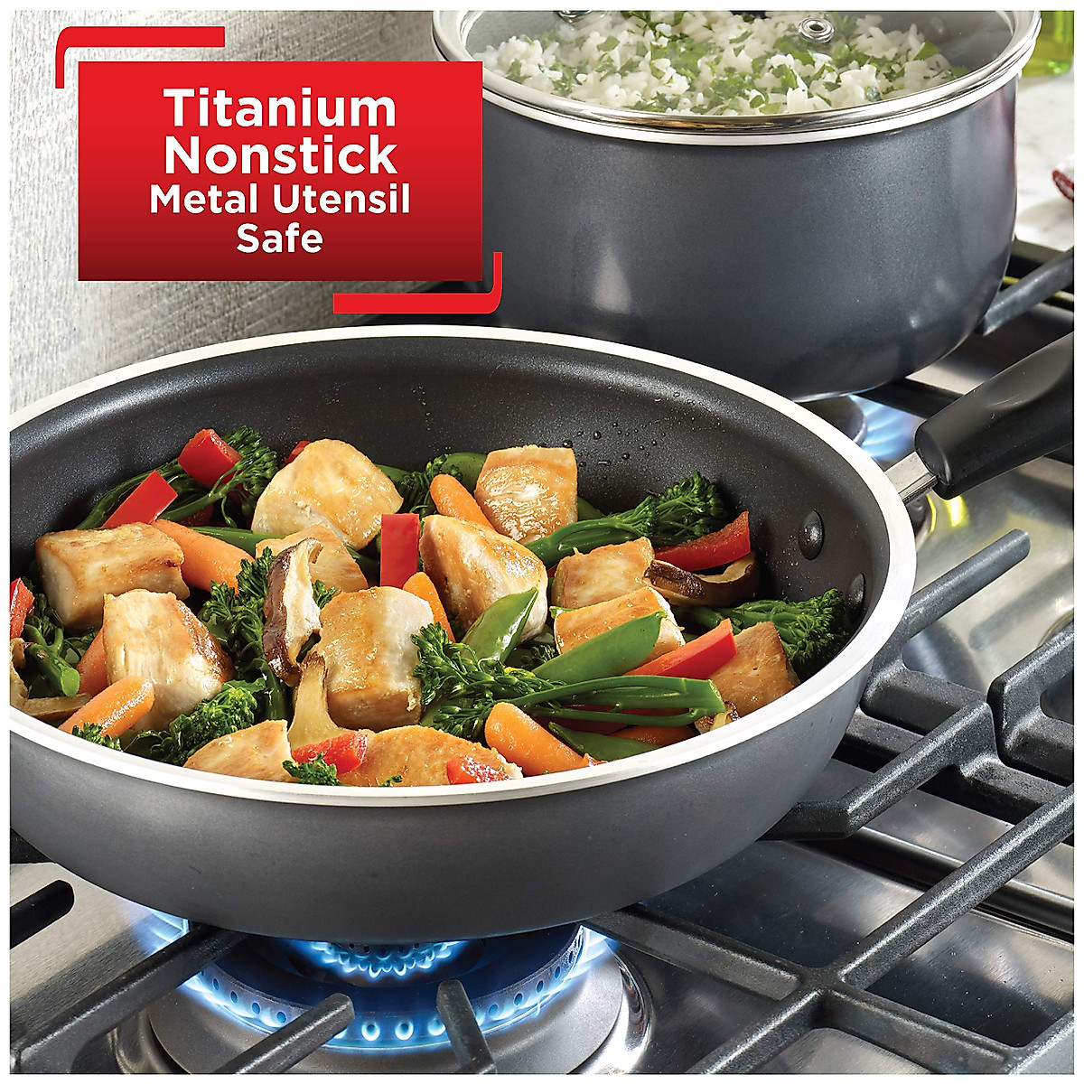 T-fal Signature Nonstick Fry Pan 12 Inch Oven Safe 350F Cookware, Pots and Pans, Dishwasher Safe, Gray