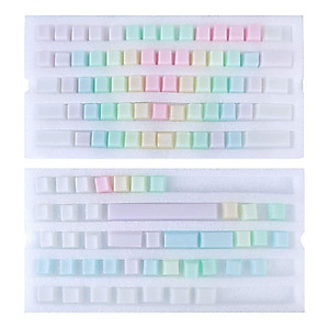 HMANE 109 Keys POM Jelly Keycaps Set, Rainbow Blank Doubleshot Translucent OEM Profile Mechanical Gaming Keyboard Keycaps for 60ï¼…/87 TKL/104/108 Cherry MX Switches