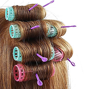 200 Pieces Hair Roller Pins plastic pins roller picks for fixed old fashioned hair rollers and brush roller curlers Hair styling tool needle structure knitting tool (purple)