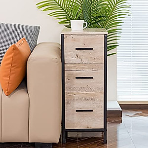 UEV Bathroom Drawer Organizer,Free Standing Single Vanity,Oak Nightstand,Vertical Dresser Storage Tower Vanity for Bedroom/Hallway/Entryway,Self-Assemble,3 Drawers