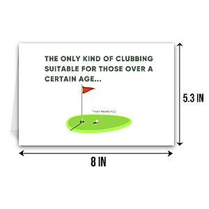 Qiliji Funny Golf Birthday Card for Husband Dad Granddad, Happy Birthday Card for Aged Golfers, Clubbing Suitable For Those Over A Certain Age