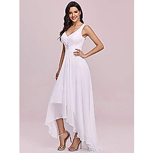 Ever-Pretty Women's High Low Wedding Guest Dress 16 US White