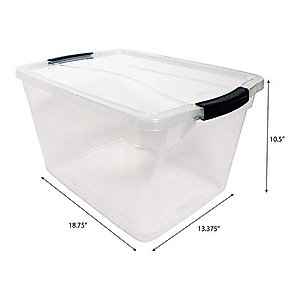 Rubbermaid Cleverstore Home Office Organization (6) 30 Qt & (12) 6 Qt Latching Stackable Plastic Storage Tote Container with Lid, Clear