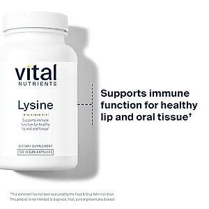 Vital Nutrients - Lysine - Supports Immune Function and Normal Arginine Levels - Supports Calcium Absorption - 100 Vegetarian Capsules per Bottle - 500 mg