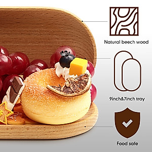 Serving Tray 4 Pieces Oval Dessert Cup Tray Rustic Small Wooden Tray Shallow Serving Plates Veggie Tray Serving Platter Set Cheese Plate Tableware Decorative Tray, 3.9 x 9.1 Inch, 3.9 x 7.1 Inch