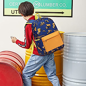CAMTOP Backpack for Kids, Boys Preschool Backpack with Lunch Box Toddler Kindergarten Construction School Bookbag Set