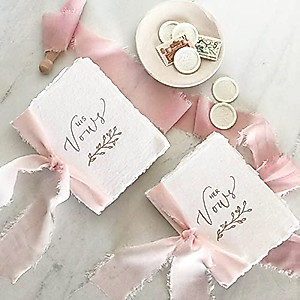 Blush Pink Chiffon Ribbon 3 Rolls Frayed Chiffon Silk Ribbons for Bouquets, Wedding, Gift Wrapping (1.5"x 6 Yd)
