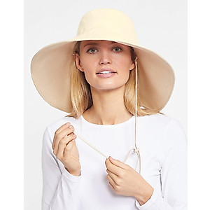 Solbari Ultra Wide Brim Sun Hat UPF50+ Packable UV Sun Protection Hats with Full Coverage Brim, Vanilla/Beige, Small-Medium