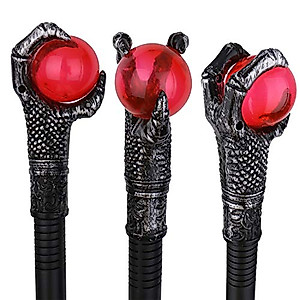Halloween Costumes Walking Canes Red Fire Dragon Claw Orb Wands Walking Stick Staff Photo Prop Accessory Decorations