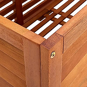 loibinfen Patio Storage Box 59.1"x19.7"x21.7" Solid Eucalyptus Wood Patio Garden Outdoor Storage Container for Toys, Furniture Deck box (Weight:63.05 lbs)