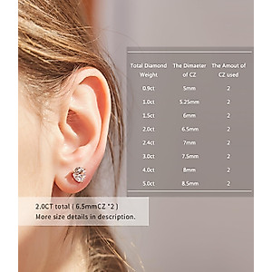 "STUNNING FLAME" 18K Gold Plated Silver Brilliant Cut Simulated Diamond Cubic Zirconia Stud Earrings(white-gold-plated-silver, 0.9)