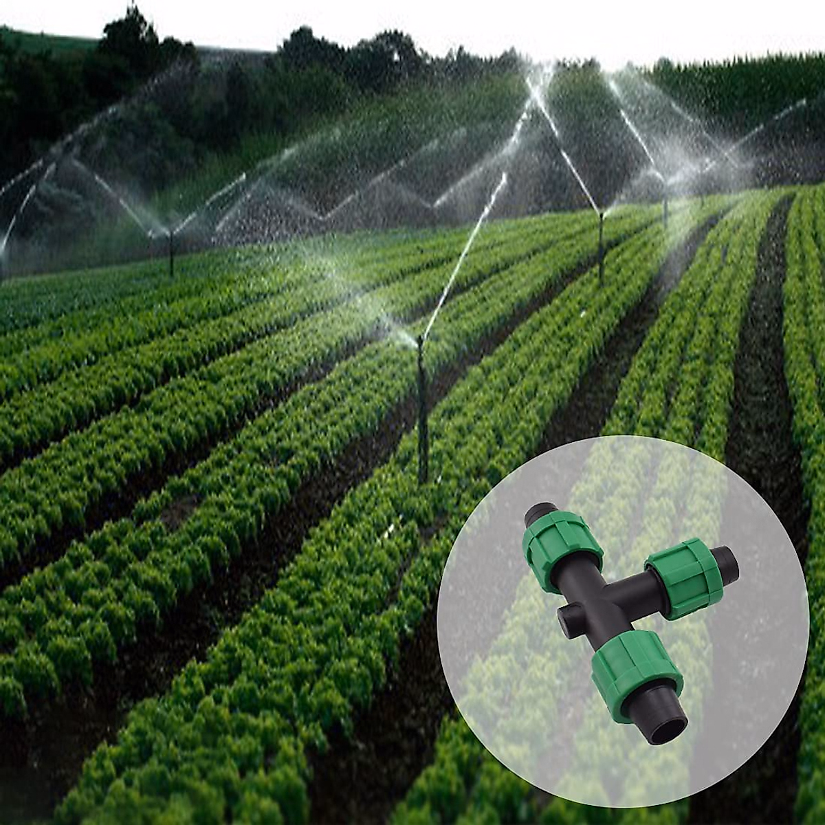 MARRTEUM Drip Irrigation Tee Fittings Universal Barbed Locking 3-Way Coupling Connectors for 16-17mm Drip Tape Tubing Sprinkler System [8PCS, Green]