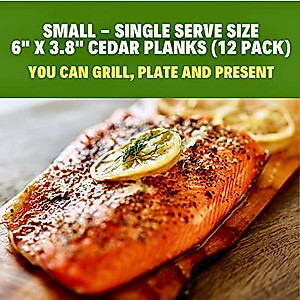 East Coast Cedar Small Planks for Grilling Salmon Made from 100% Natural Maine White Cedar -12 Pack - Adds a Delicious Smokey Flavor - 6" X 3.8" Inches