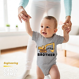 WAWSAM Little Brother Saurus Bodysuit Baby Boys’ Dinosaur Newborn Romper Gift (Grey, 3-6 Months)