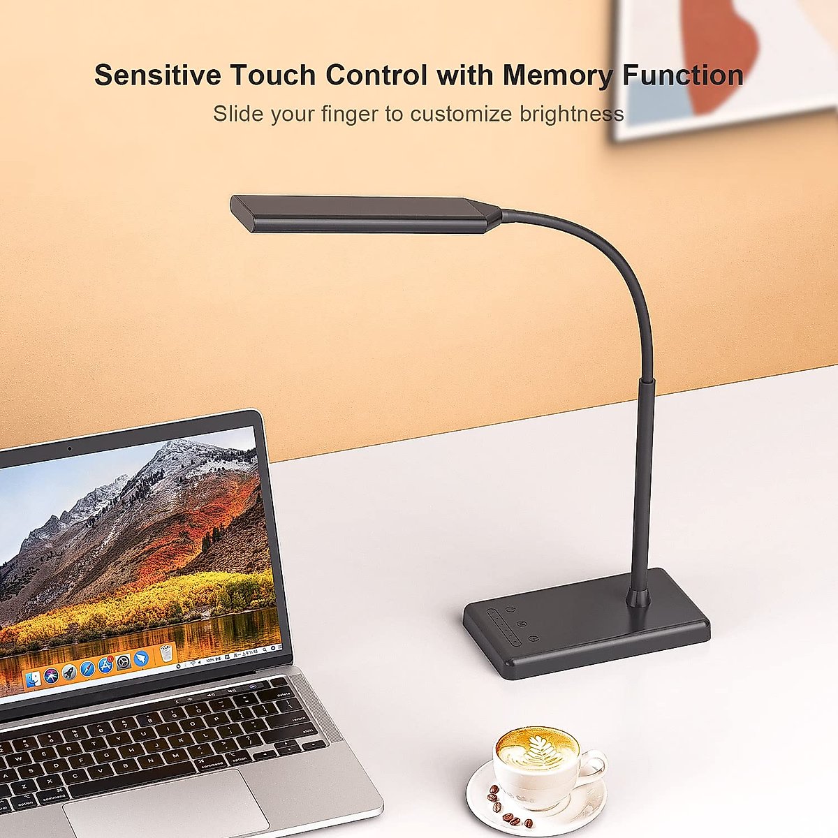 KEXIN LED Desk Lamp Touch Control Desk Lamp with USB Charging Port 5 Color Modes 6 Brightness Levels Dimmable Eye-caring Office Lamp with Memory Function 1h Timer Adjustable Gooseneck Table Lamp Black