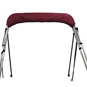 SavvyCraft 4 Bow Bimini Top Boat Cover Burgundy 4 Bow 96" L 54" H 97"- 103" W W/Boot & Rear Poles