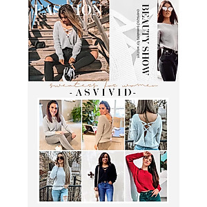 Asvivid Soft Criss Cross V Neck Knit Sweaters for Women Fall Trendy Open Back Women Sweater Solid Cozy Chunky Ovesized Pullover Tops M