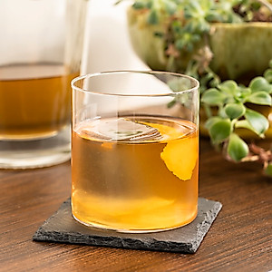 Viski Element Tumblers, Rocks glass, Modern Minimalist Old Fashioned Cocktail Glasses, Ultra Fine Crystal 13.5 Oz Set of 2