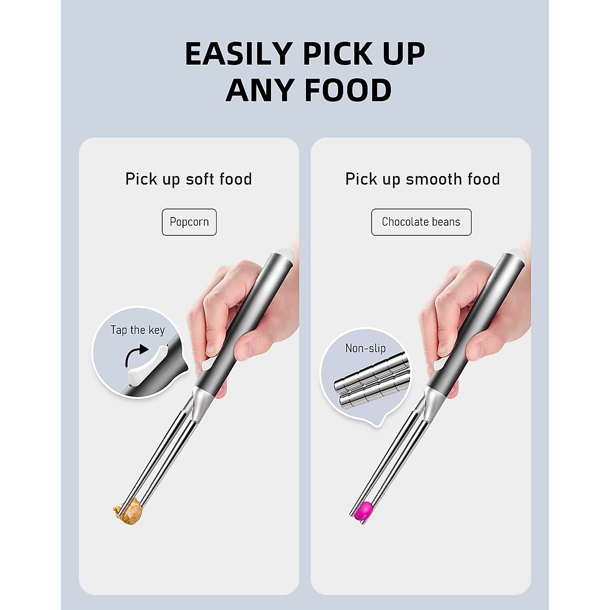 IROJEEF Reusable Chopsticks Metal Chopsticks Set Chopsticks kids Chopsticks Autosticks Press Chopsticks Beginner Chopsticks Easy Chopsticks Super portable Easy to Clean (Black)