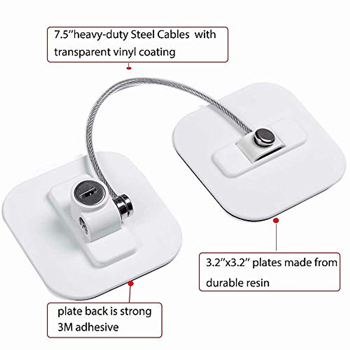 Locks for Refrigerator,2 Pack Fridge Lock with Keys,Lock for a Fridge(White Refrigerator Lock)