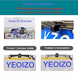 YEOIZO License Plate Wireless Backup Camera, 720P HD Back up Cameras for car, Front/Rear View Reverse Cam, 160° View Angle for iPhone iPad Android Smart Phones Tablets, Support Double Band WiFi