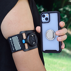 SPORTLINK Compatible with iPhone 13 Running Armband - Cell Phone Armband Holder for Running with Clear Shockproof Case & Phone Ring Holder for Workout Sports Fitness