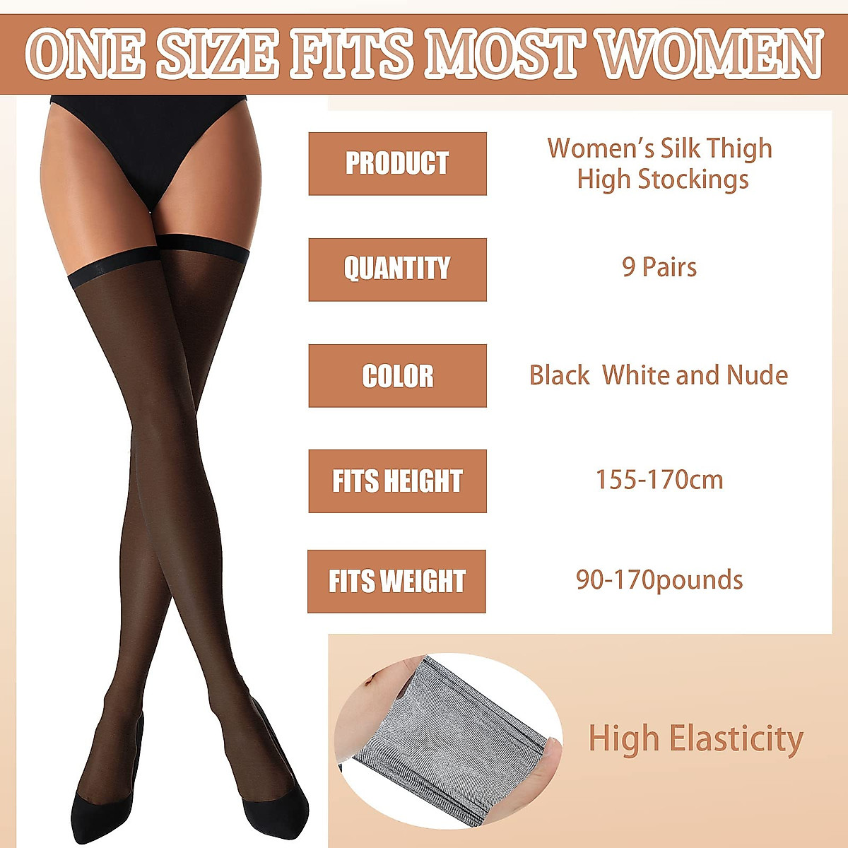 9 Pairs Women Thigh High Fishnet Stockings Silky Thigh High Stockings Lace Thigh High Socks over the Knee Fishnet Socks (Stylish Style)