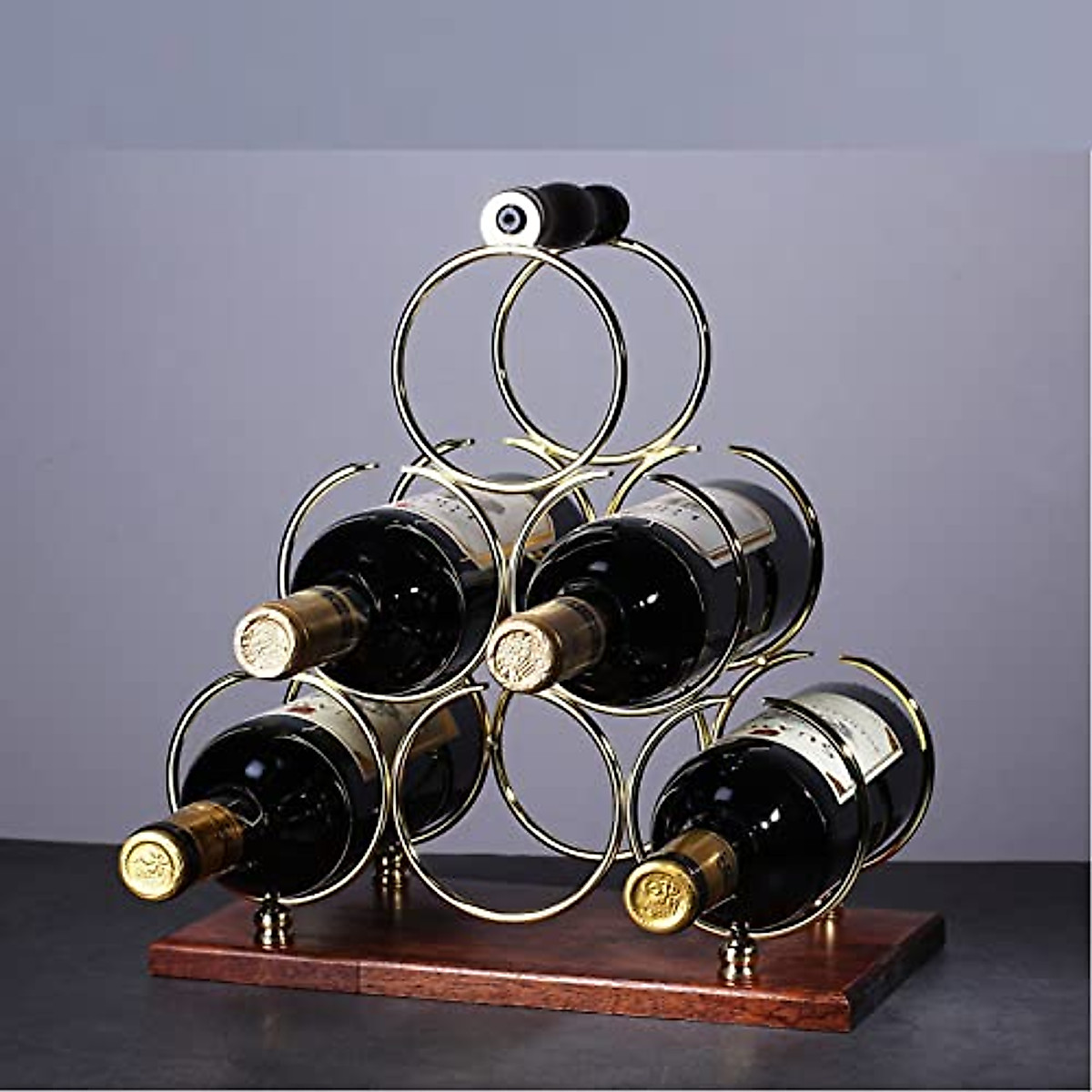 XXSLY Countertop Wine Rack Metal Geometric Wine Organizer Stand Wine Storage Holder Display Shelf Decoration for Home Bar Countertop Tabletop Cabinet (Pyramid 4 Bottles)