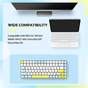 ZIYOU LANG RK-K84 Wired 75% Mechanical Gaming Keyboard Hot Swappable with Rainbow LED Backlit Anti-ghosting TKL 84 Key Custom Coiled C to A Cable Linear Red Switch for PS4 PS5 Xbox PC Mac Gamer(Lemon)