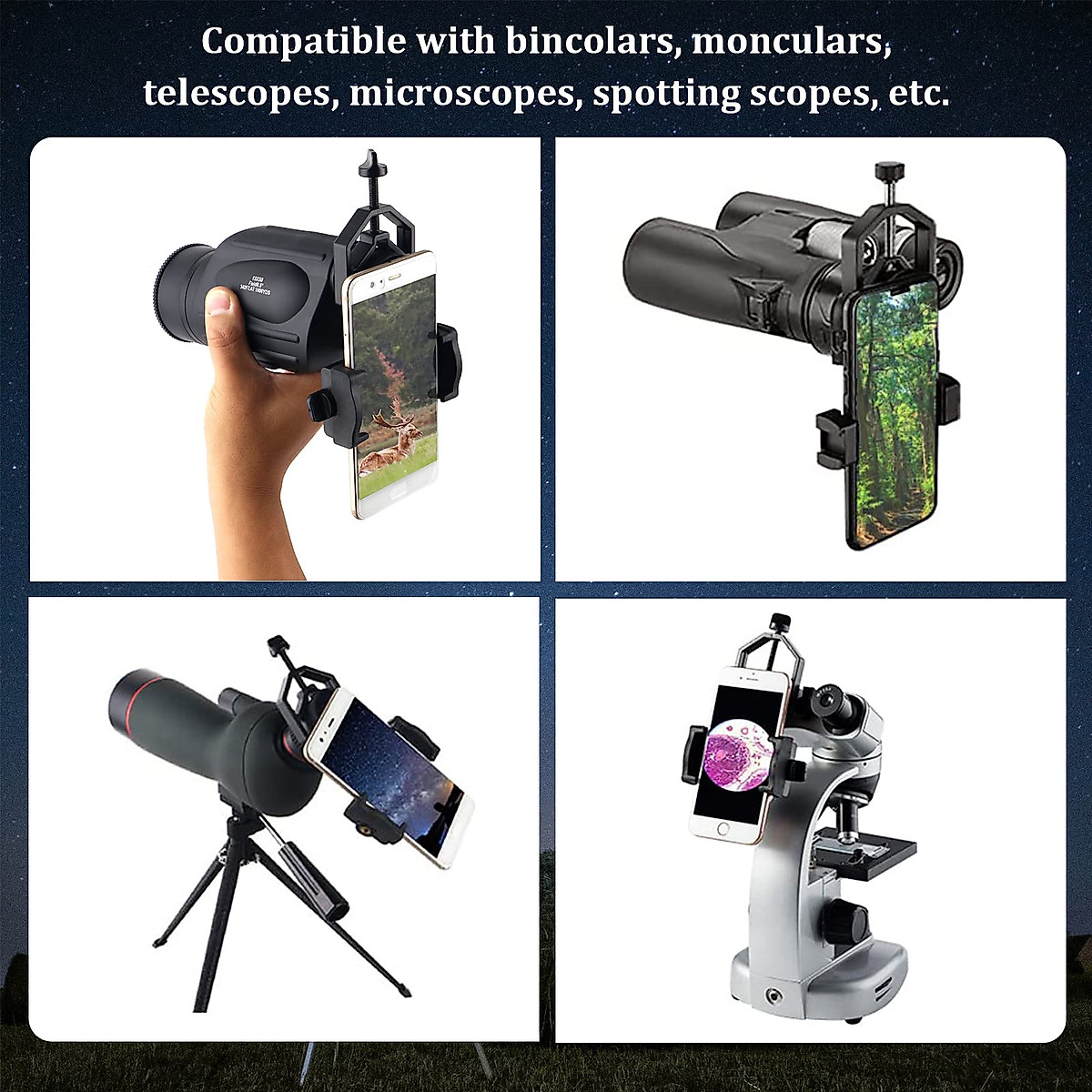 ToopMount Universal Smartphone Adapter Cell Phone Adapter Mount, Compatible Binocular Monocular Spotting Scope Telescope Microscope, Astronomical Telescope, for Record Nature World Black