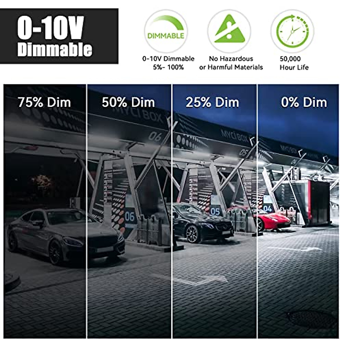 hykolity 8FT LED Vapor Tight Light, 65/75/90W Vapor Light Fixture, [4-lamp F32T8 Equiv.] 3000K/4000K/5000K CCT Selectable, 130lm/W, Waterproof Shop Light for Parking Carport Car Wash, 2 Pack