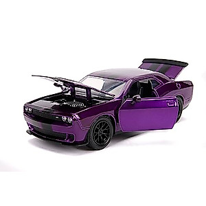 2015 Challenger SRT Hellcat Purple with Black Stripes Big Time Muscle 1/24 Diecast Model Car by Jada 31063