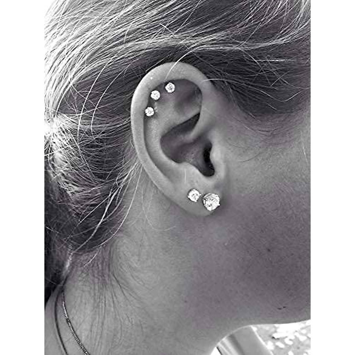 MODRSA 16G Cartilage Piercing Jewelry Tragus Earrings Forward Helix Piercing Jewelry for Women Stainless Steel Cubic Zirconia Stud Earrings Silve