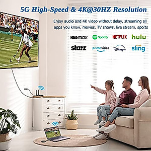 Wireless HDMI Transmitter and Receiver 4K, MpioLife HDMI Wireless 165FT/50M, 5G Video Audio Extender for Laptop/PC/Camera/Phone to HDTV/Monitor/Projector with Mini/Micro Adapter, HDMI VGA Dual Screens