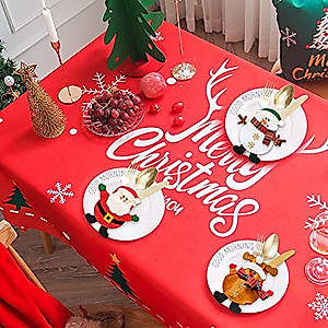 Kregio Christmas Silverware Tableware Holders Set 3Pcs Santa Reindeer Snowman Cutlery Holder Knife Forks Spoons Bags-Christmas Utensil Holder For Party Holiday Wedding Xmas Decorations Table Setting